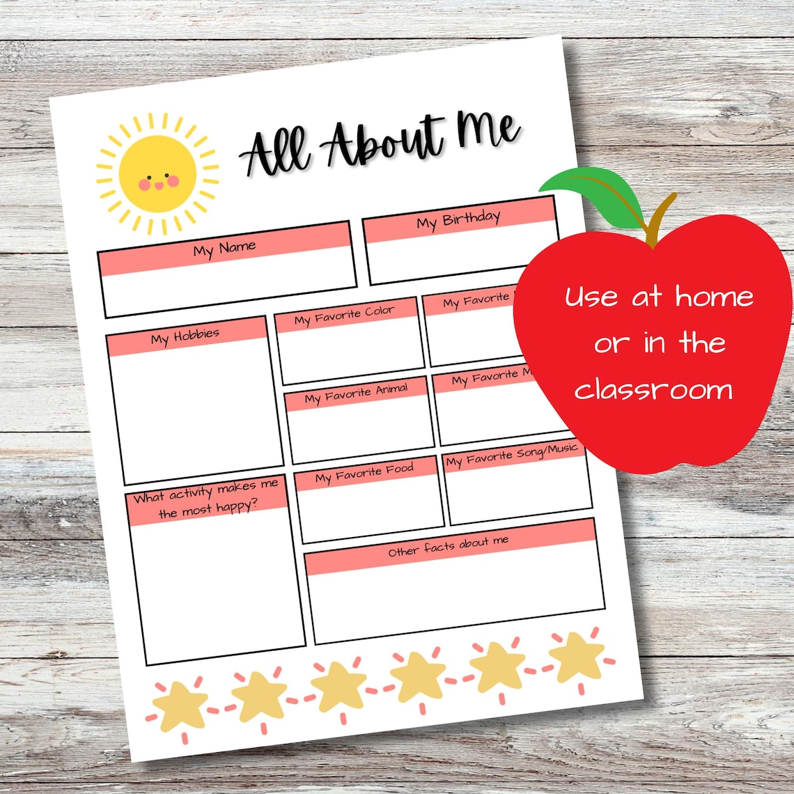 Printable All About Me; Elementary School Activity, About Me ...