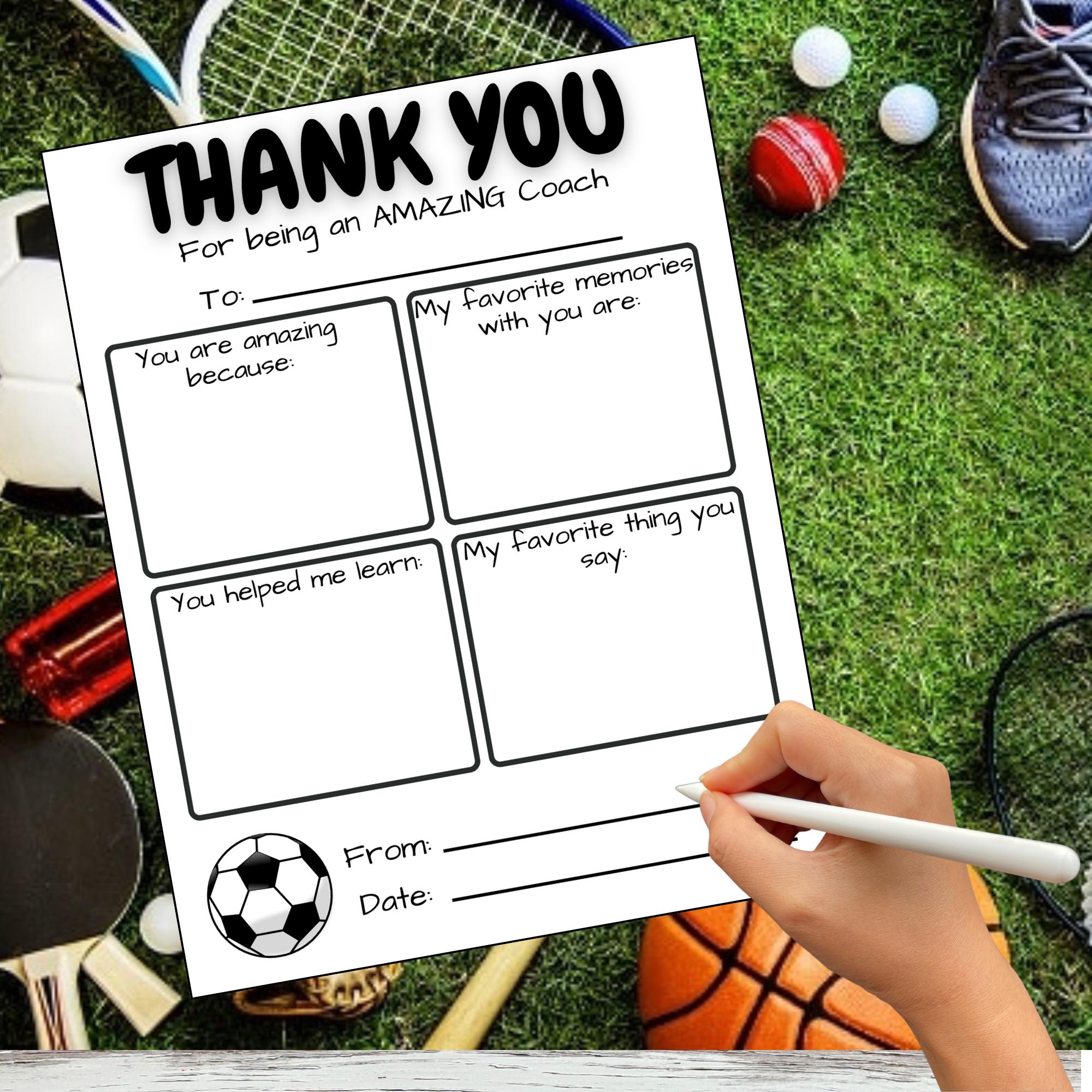 Printable Soccer Coach Thank You Letter – Fillable PDF Gift From Team ...