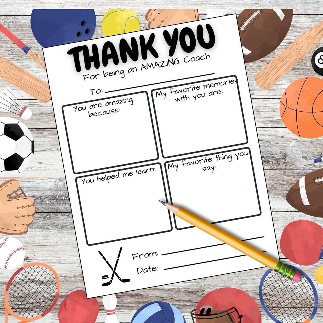 Printable Hockey Coach Thank You Letter – Fillable PDF Gift From Team ...