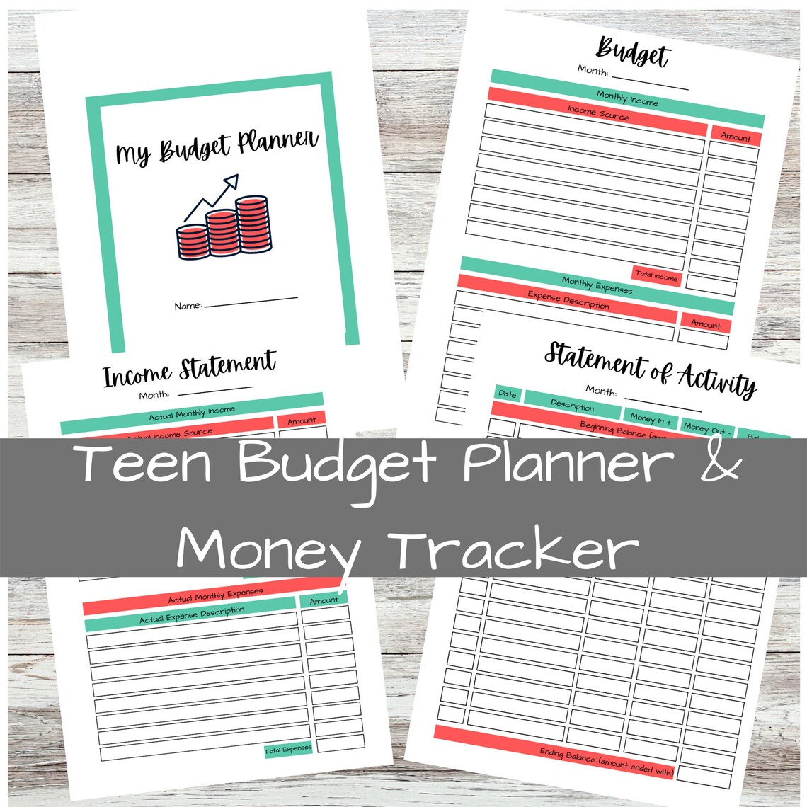 Printable Teenager Budget Kit: Monthly Income & Expenses Tracking ...