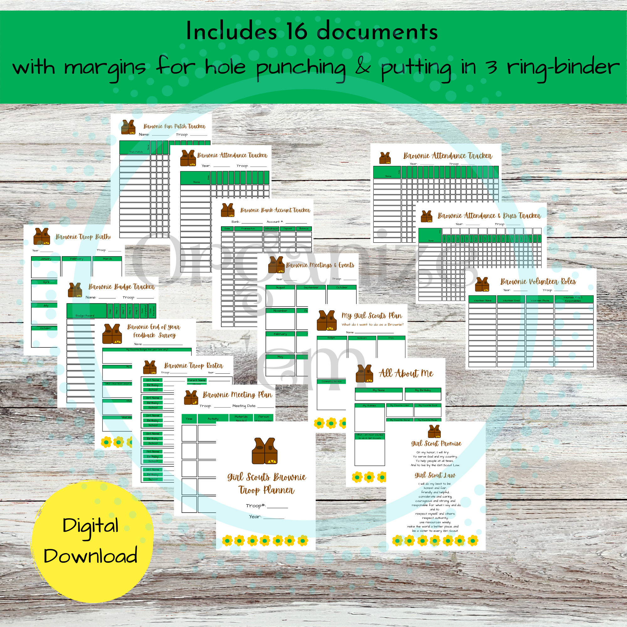 Printable Brownie Girl Scout Troop Leader Planning and Organizing Kit ...