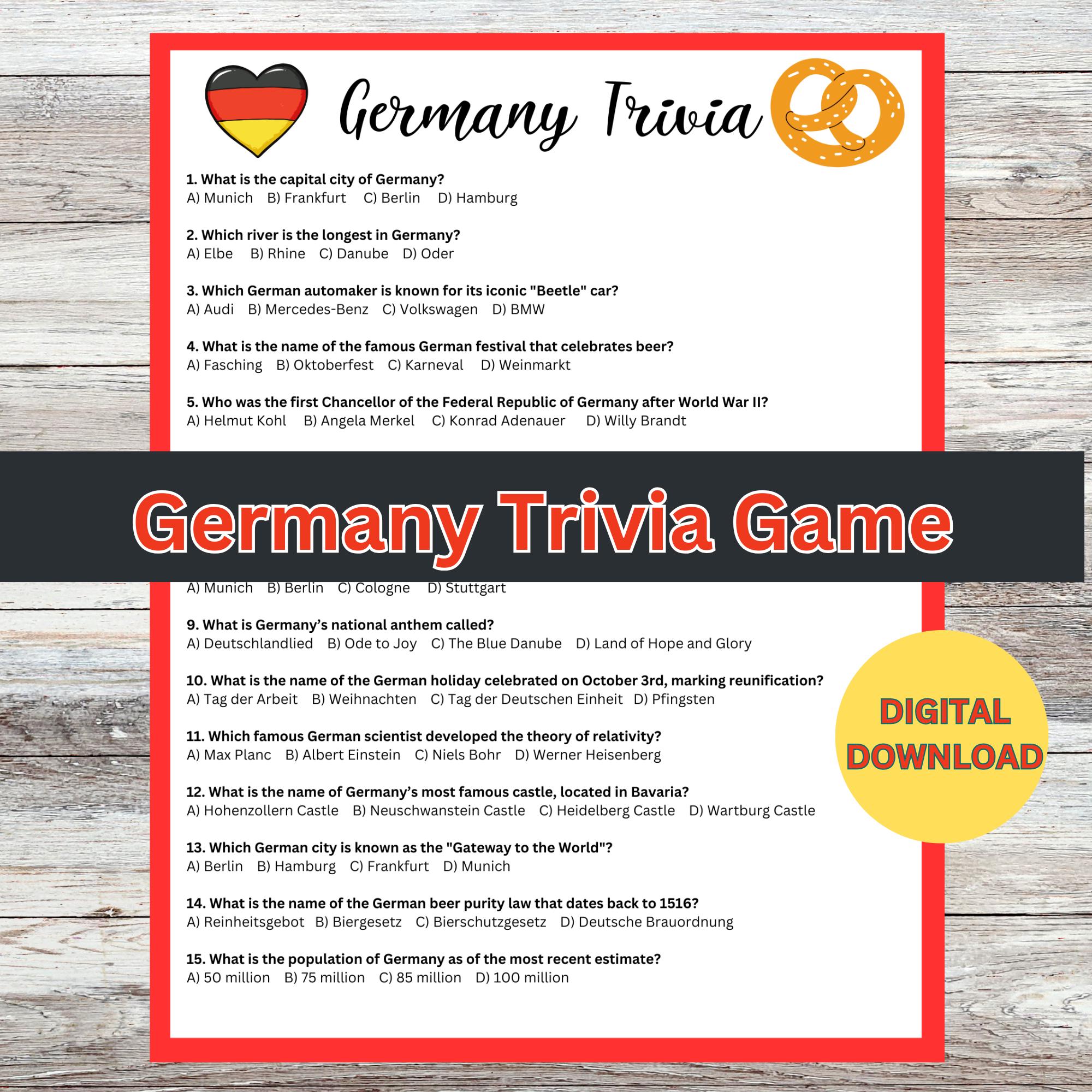 Germany Trivia Quiz: Travel, Culture & History Knowledge Game - PDF ...