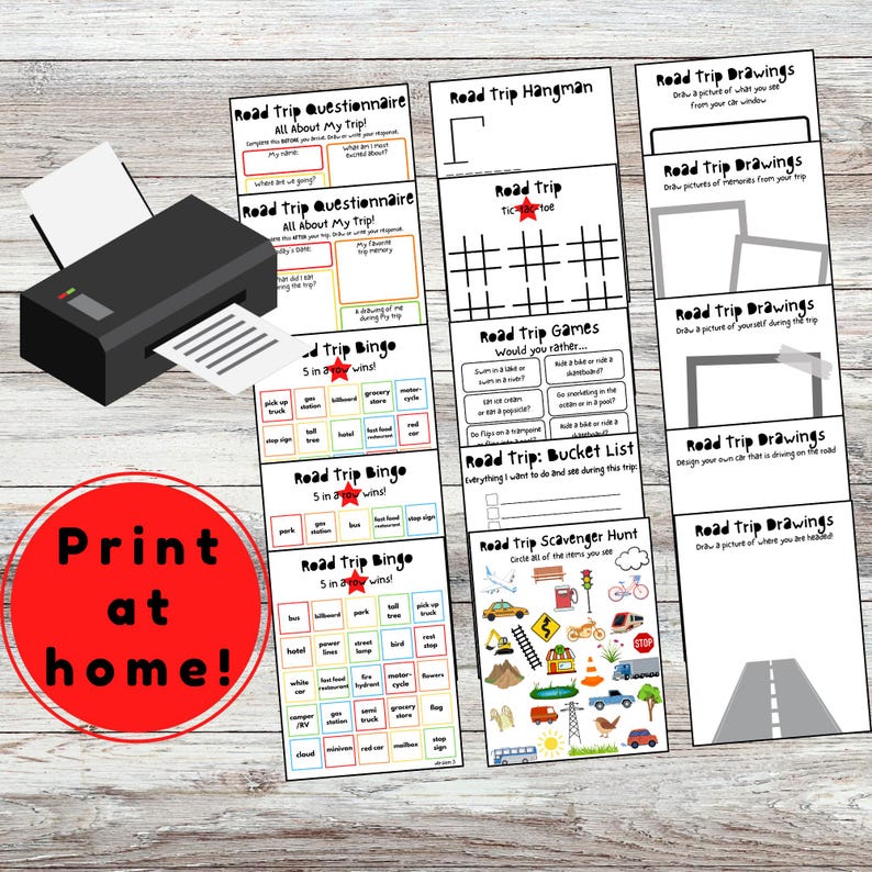 Printable Road Trip Activity Bundle: Kid-friendly Travel Games ...