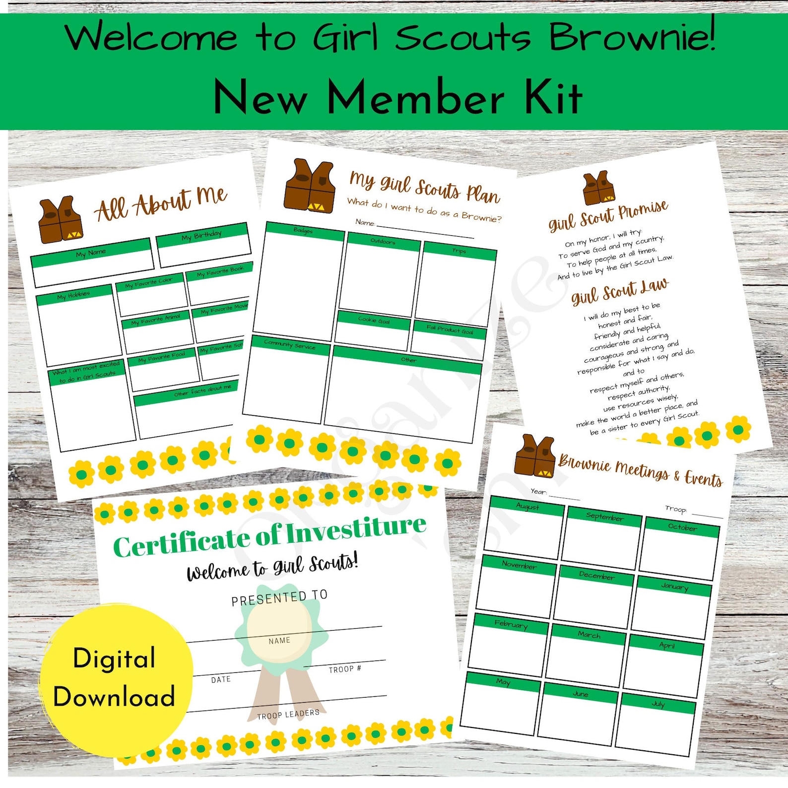 Printable Brownie Girl Scout New Troop Member Kit, New Girl Handouts ...