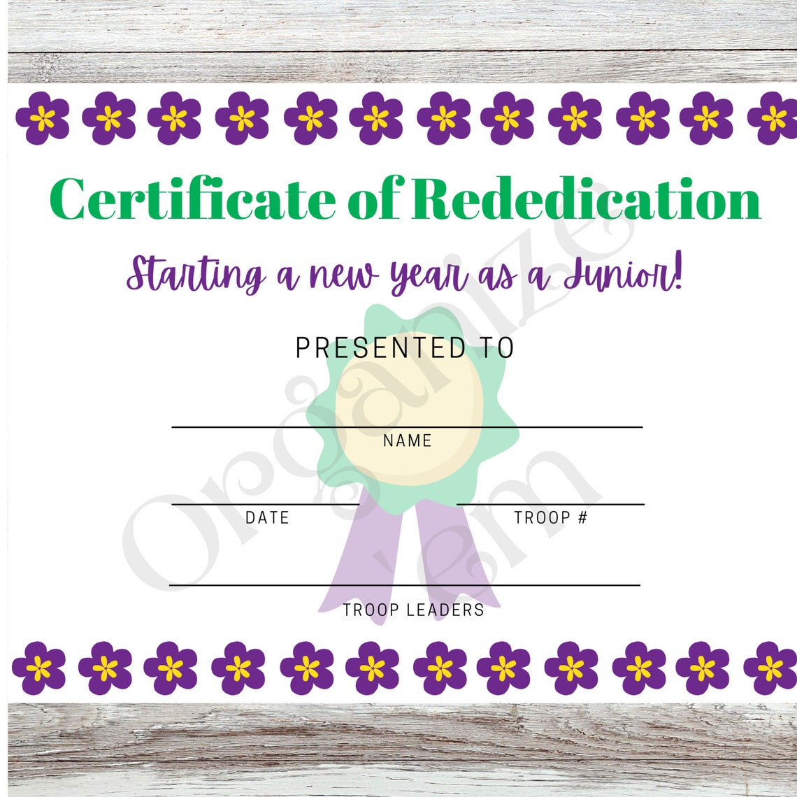 Junior Girl Scouts Certificate Printable, Rededication Certificate ...