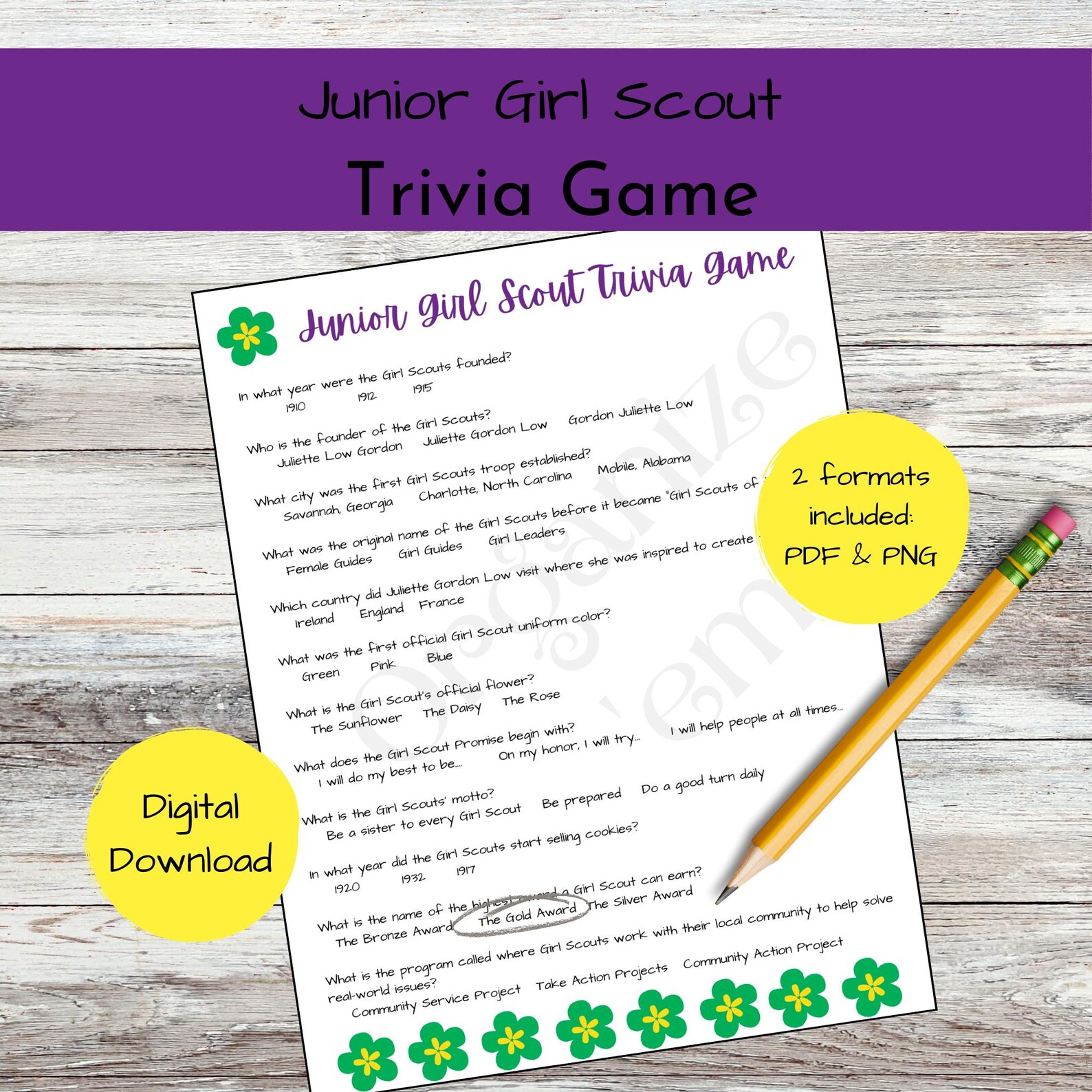 Printable Junior Girl Scout Trivia Game - Fun PDF Activity for Leaders ...
