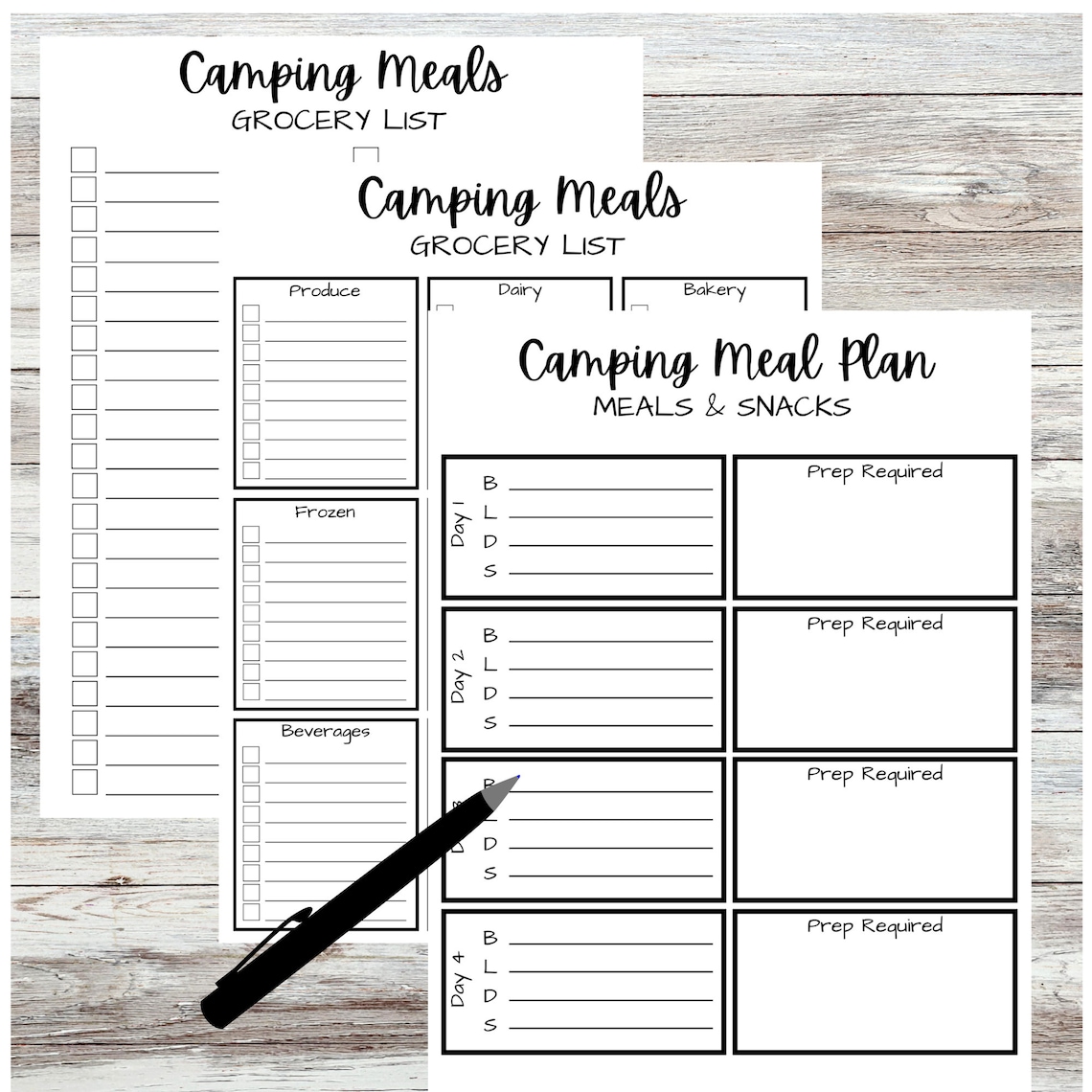 Printable Camping Trip Meal Planner & Grocery List | Travel Food ...