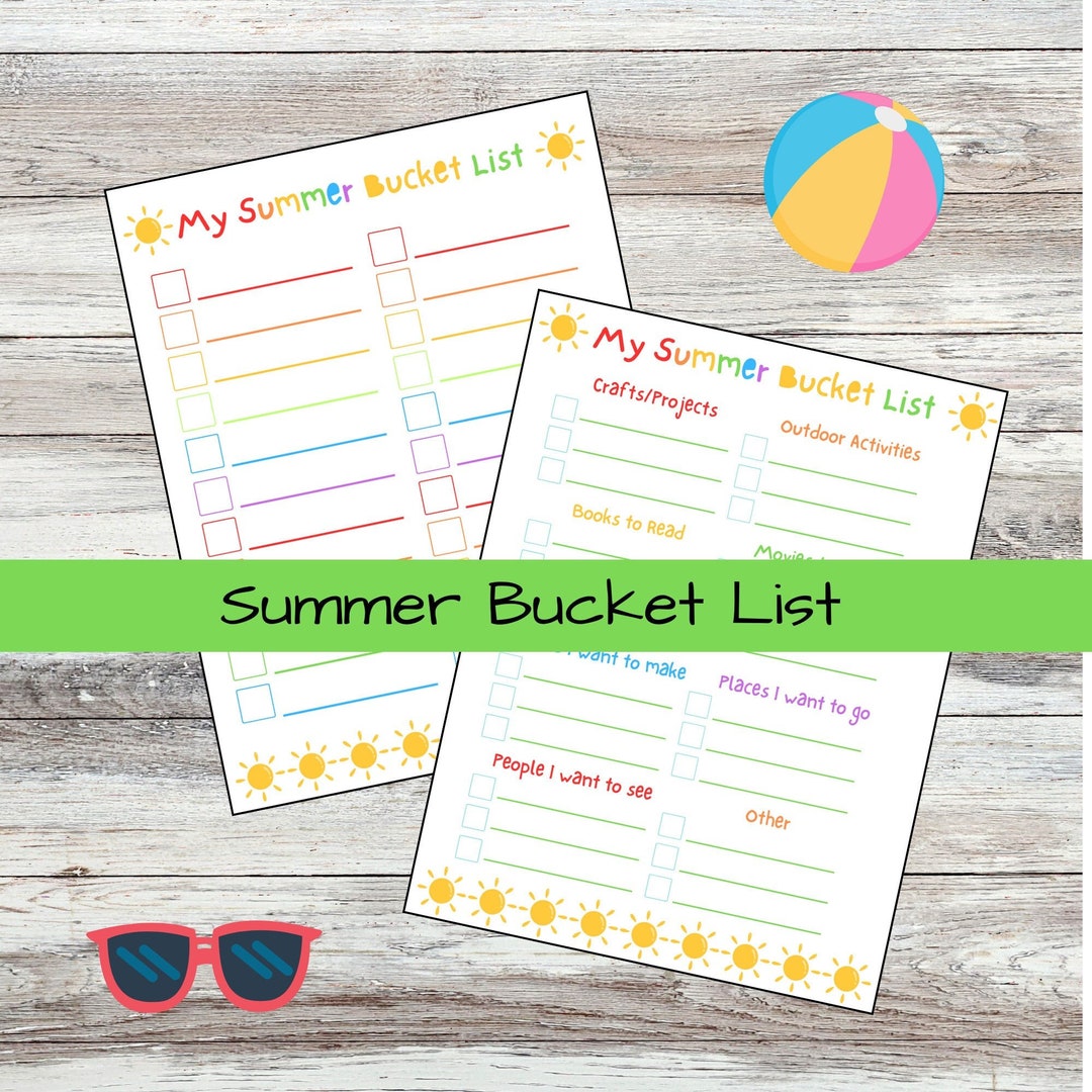 Summer Bucket List Printable, Summer Bucket List Fill in the Blank for ...