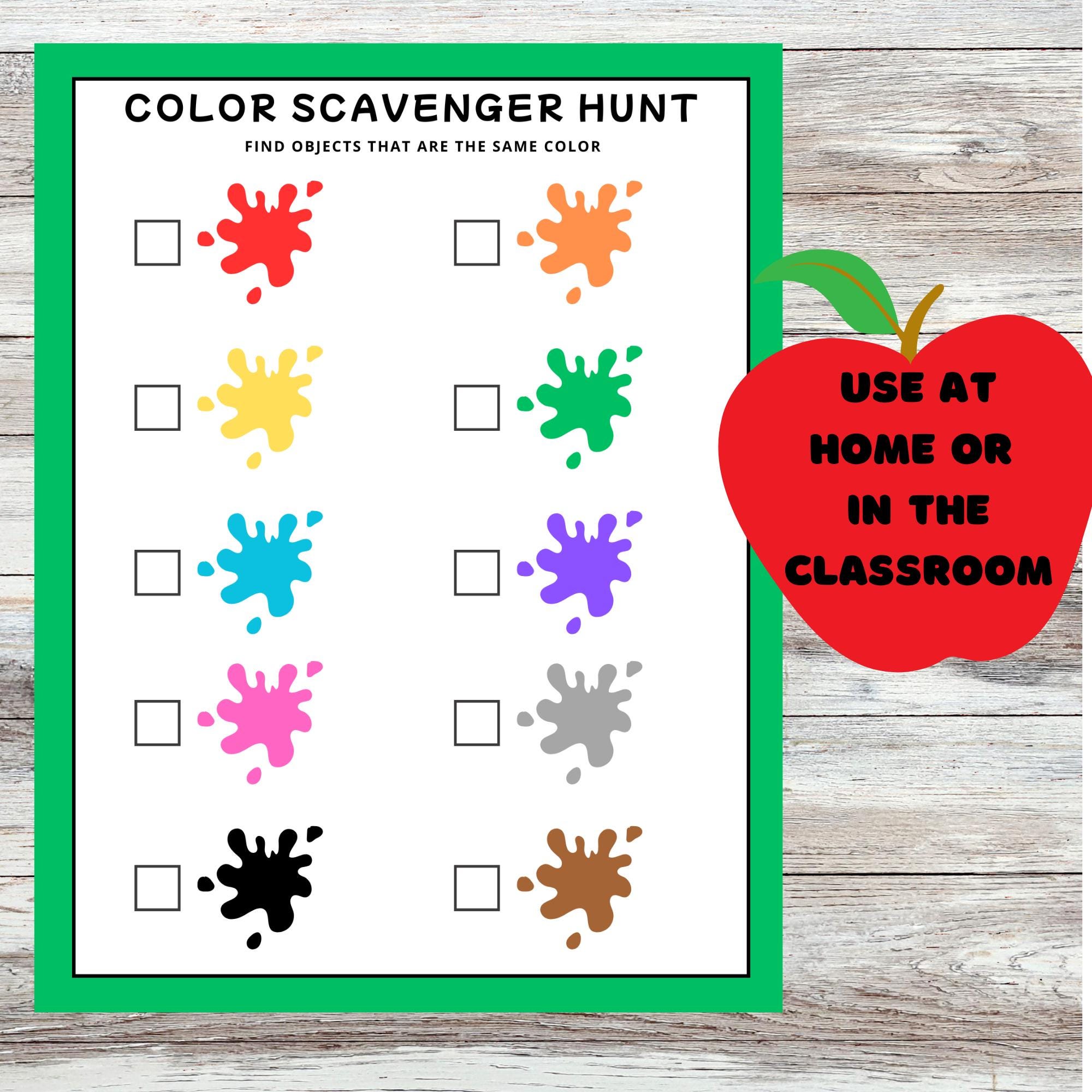Color Scavenger Hunt Printable - Color Learning Game, Preschool ...
