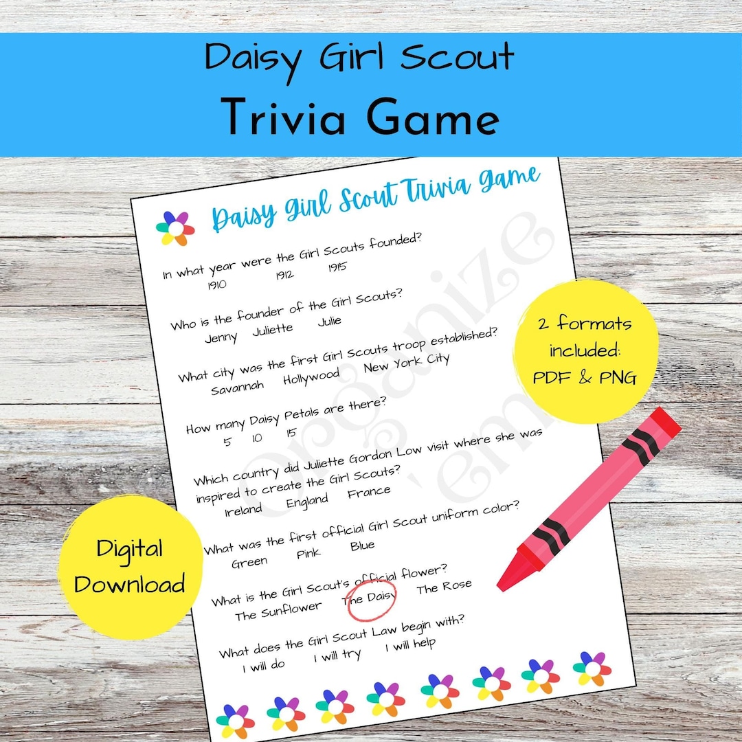 Printable Daisy Girl Scout Trivia Game - Fun Educational Activity for ...