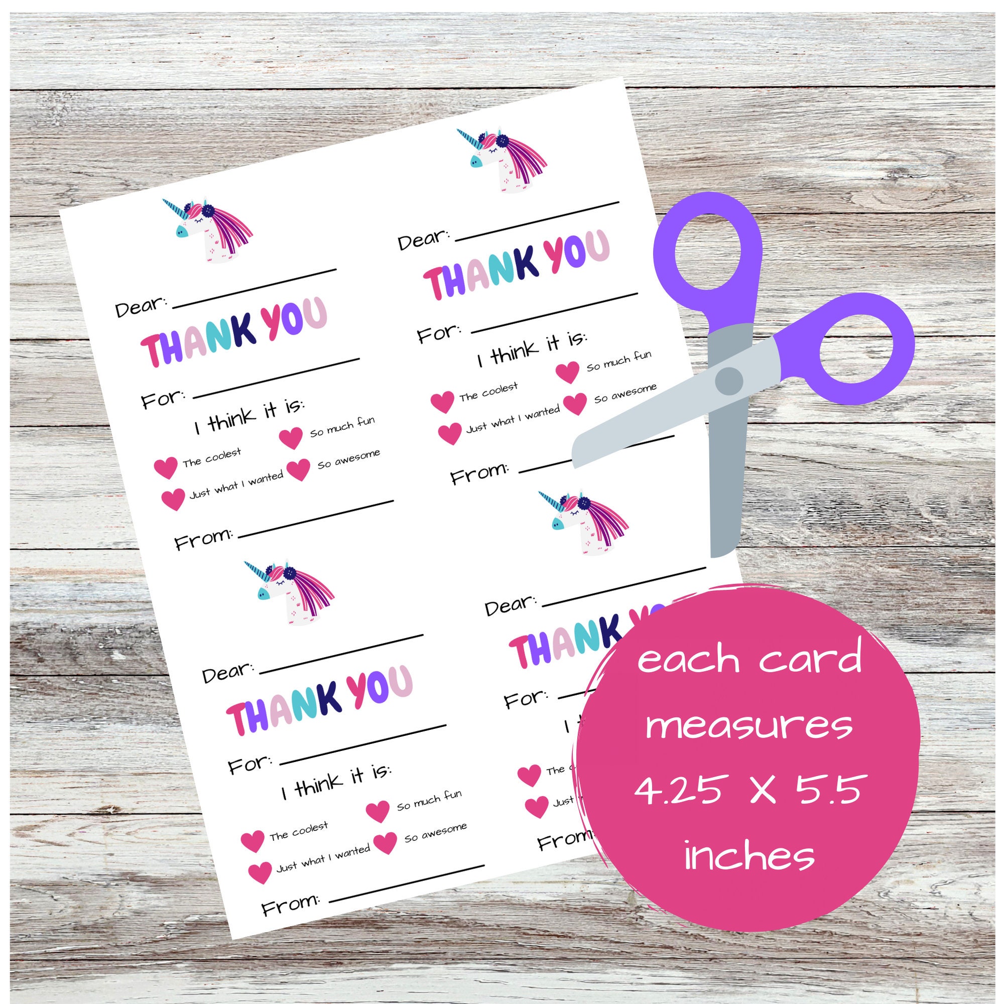 Printable Thank You Notes Unicorn Fill in the Blank,birthday Countdown ...