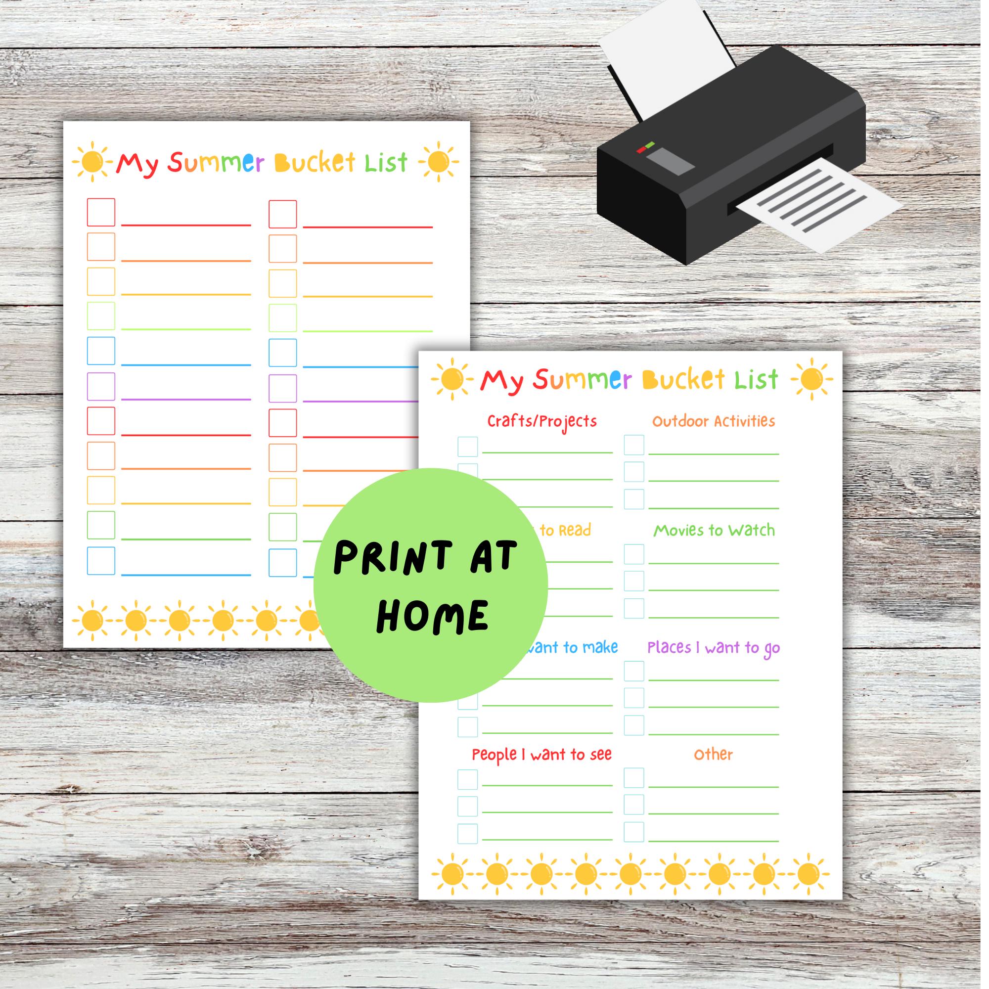 Summer Bucket List Printable, Summer Bucket List Fill in the Blank for ...