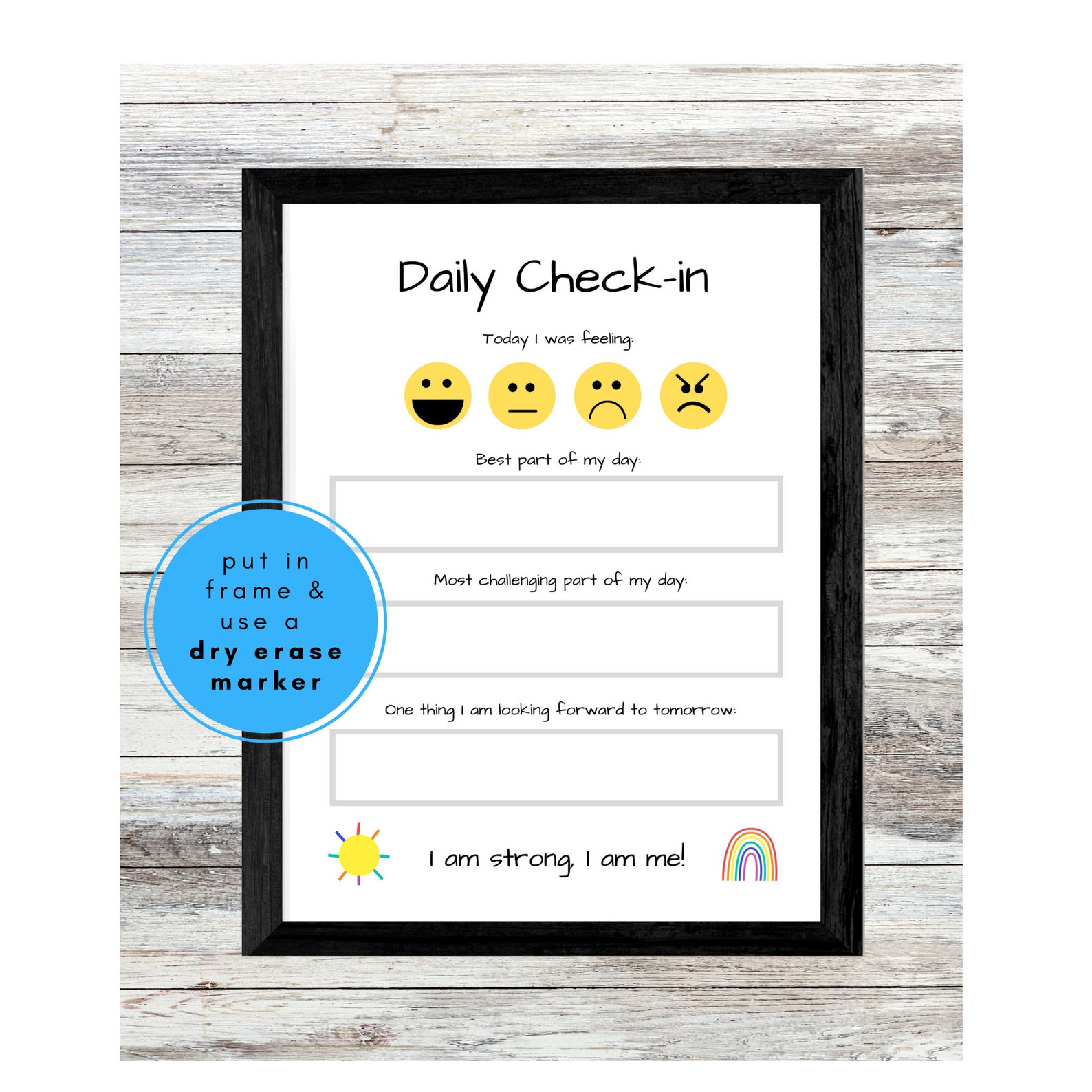 Printable Daily Check-in for Kids, How Am I Feeling, Today I Was ...