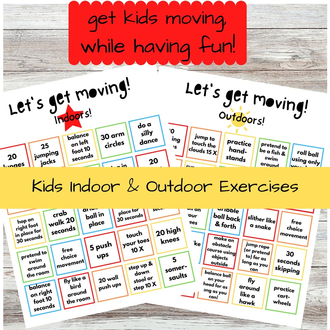 Printable Kids Exercise Activities; Indoor, Outdoor, Get Kids Moving ...