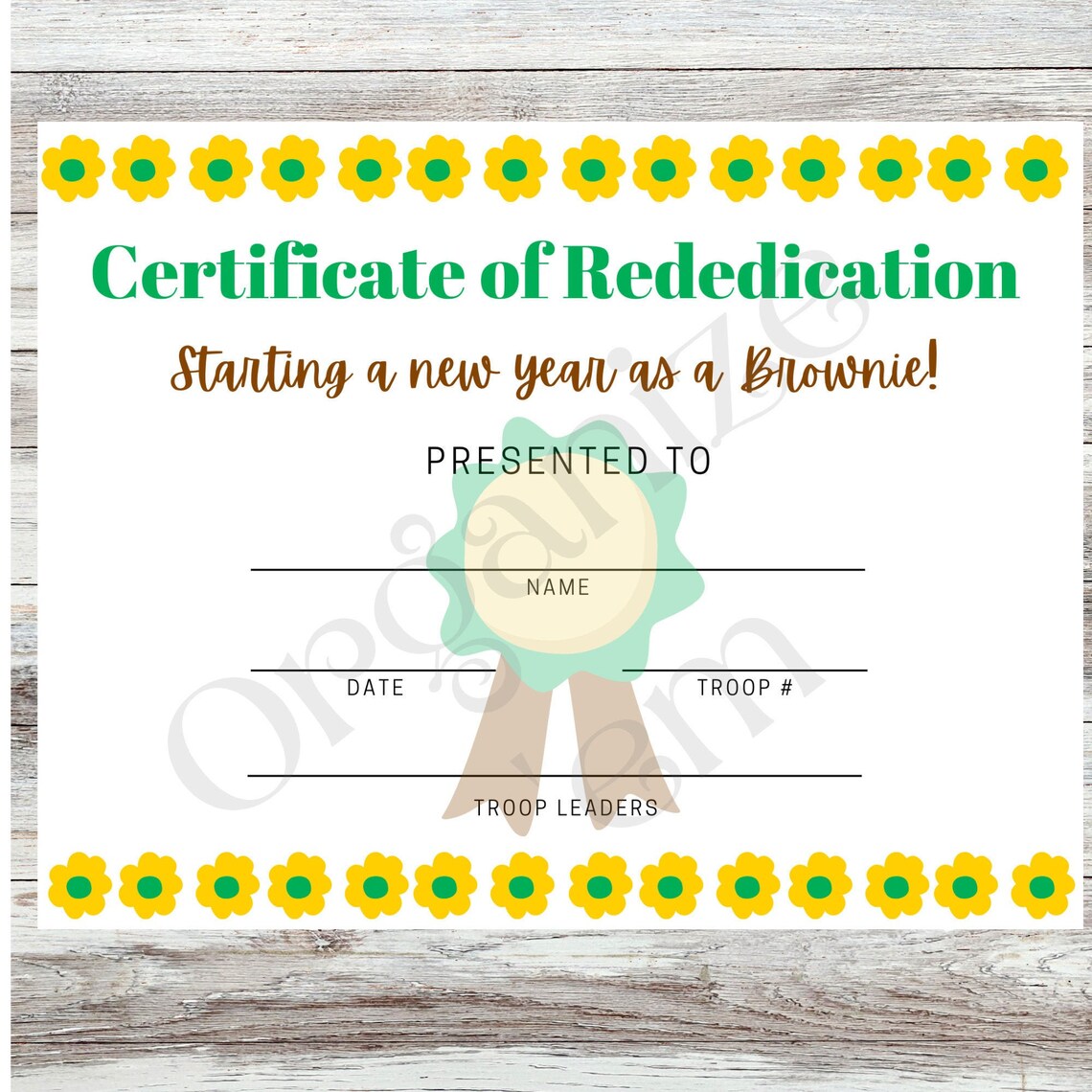 Brownie Girl Scouts Certificate Printable, Rededication Certificate ...