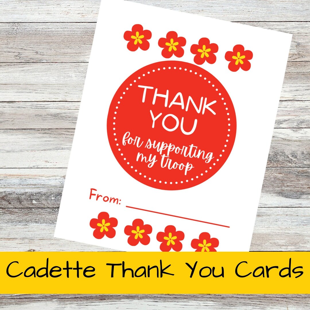 Cadette Girl Scouts Thank You Cards Printable; Cookie Sales, Fall ...