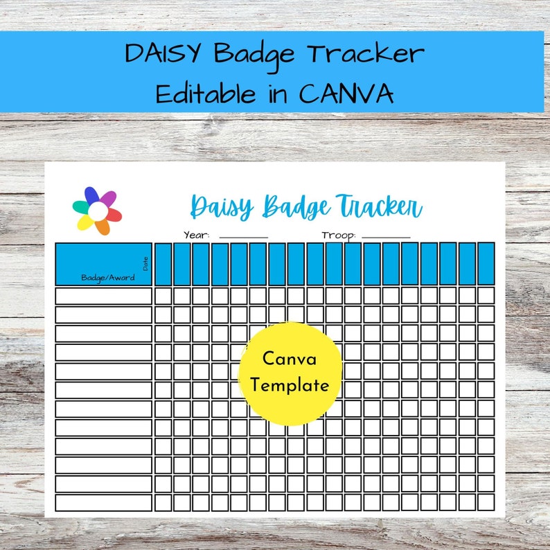 Daisy Badge Tracker Editable, Girl Scouts Badge Tracker, Canva Template ...