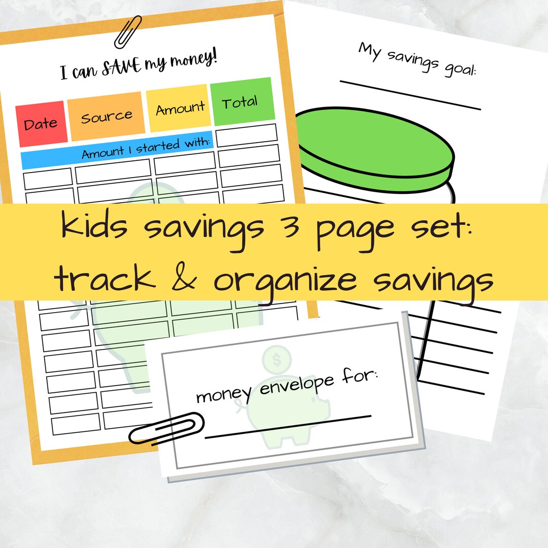 Printable Kids Savings Tracker, Money Management Kids; Money Envelope ...