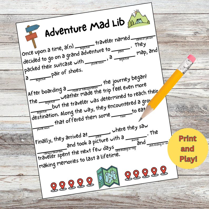 Travel Mad Libs, Kids Word Game, Travel Games, Family Road Trip Game ...