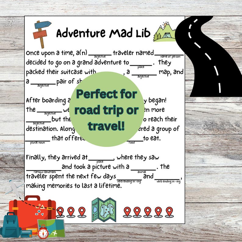 Travel Mad Libs, Kids Word Game, Travel Games, Family Road Trip Game ...