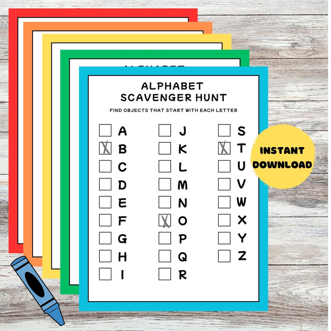 Alphabet Scavenger Hunt - Printable PDF (5 Colors) | Digital Download ...