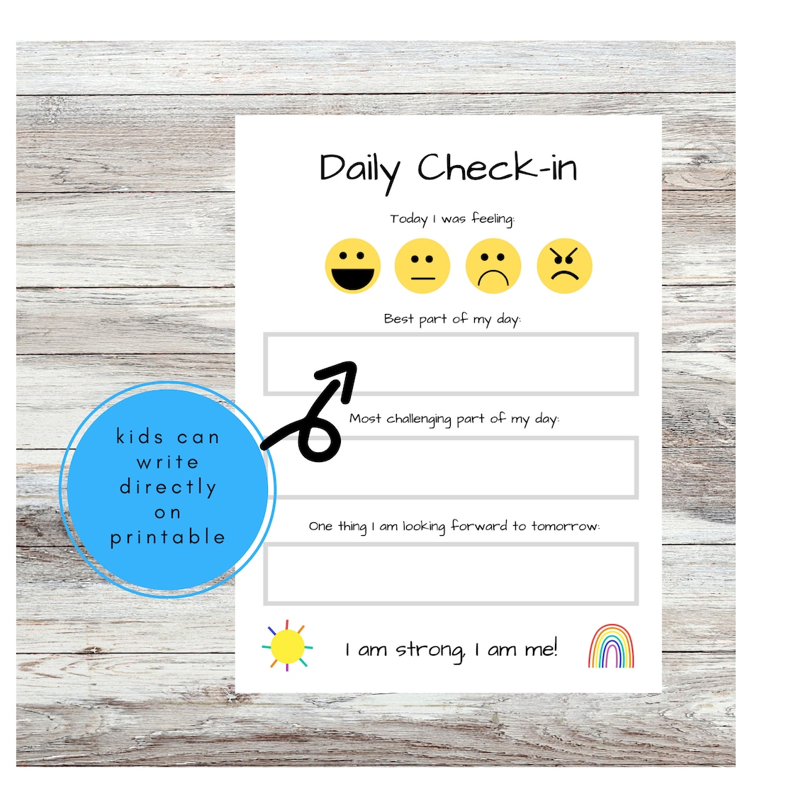 Kids Daily Emotion Check-in Printable: Feelings Journal, Mood Tracker ...