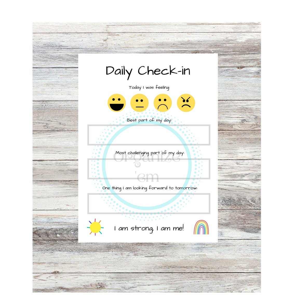 Kids Daily Emotion Check-in Printable: Feelings Journal, Mood Tracker ...