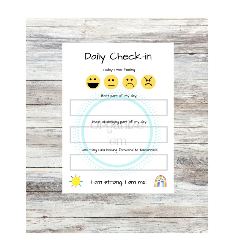Kids Daily Emotion Check-in Printable: Feelings Journal, Mood Tracker ...