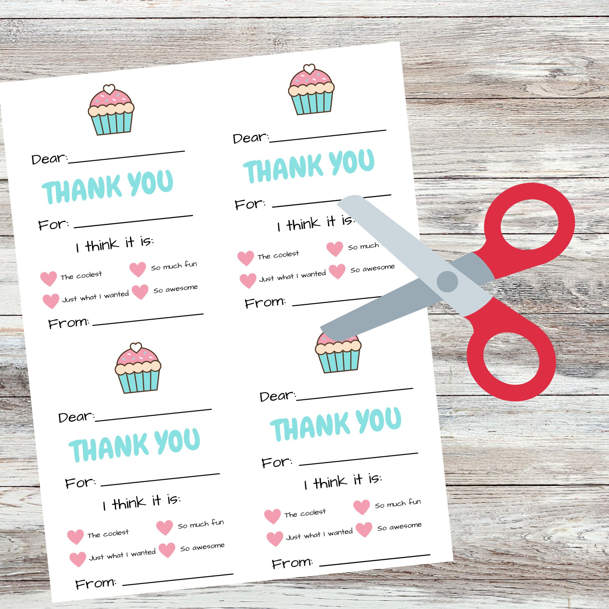 Printable Fill in the Blank Kids Thank You Cards, Thank You Kids ...