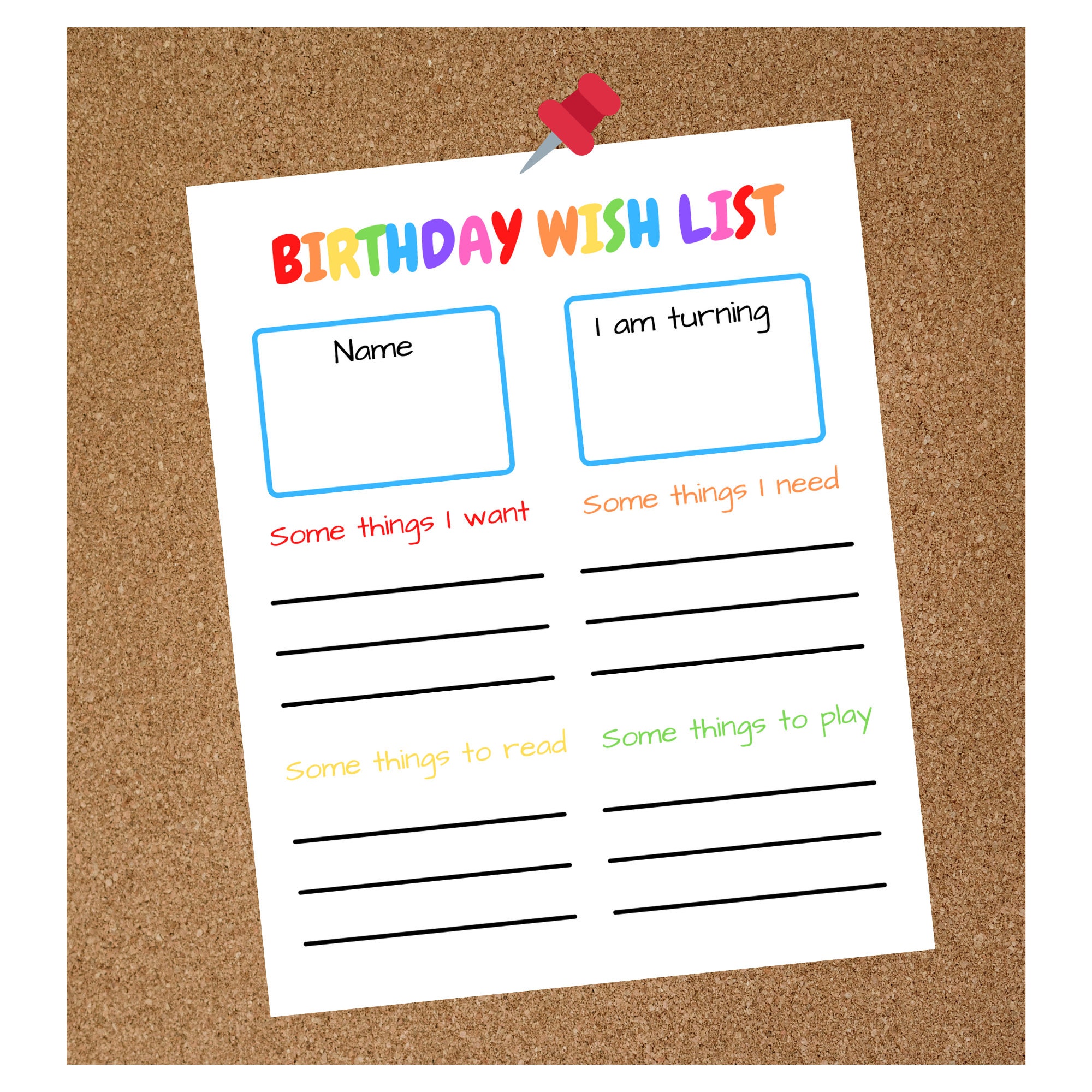 Birthday Wish List Kids Birthday List Birthday Wants Gifts Etsy Espa a
