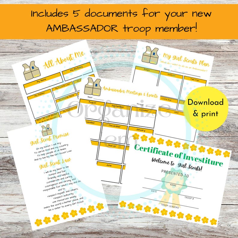 Printable Ambassador Girl Scout New Troop Member Kit, New Girl Handouts ...