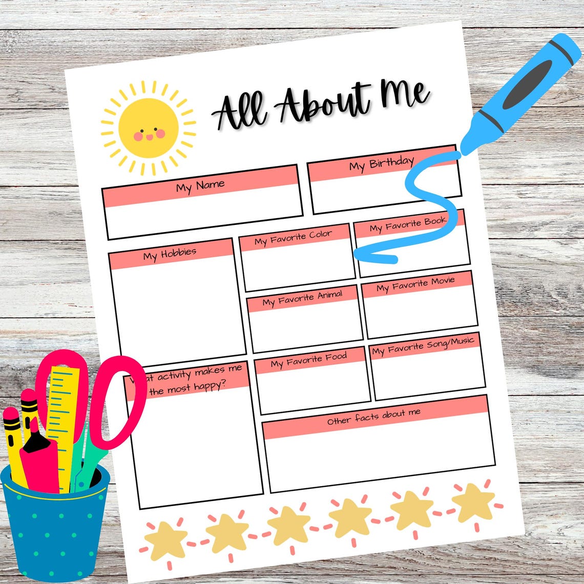 Printable All About Me; Elementary School Activity, About Me ...