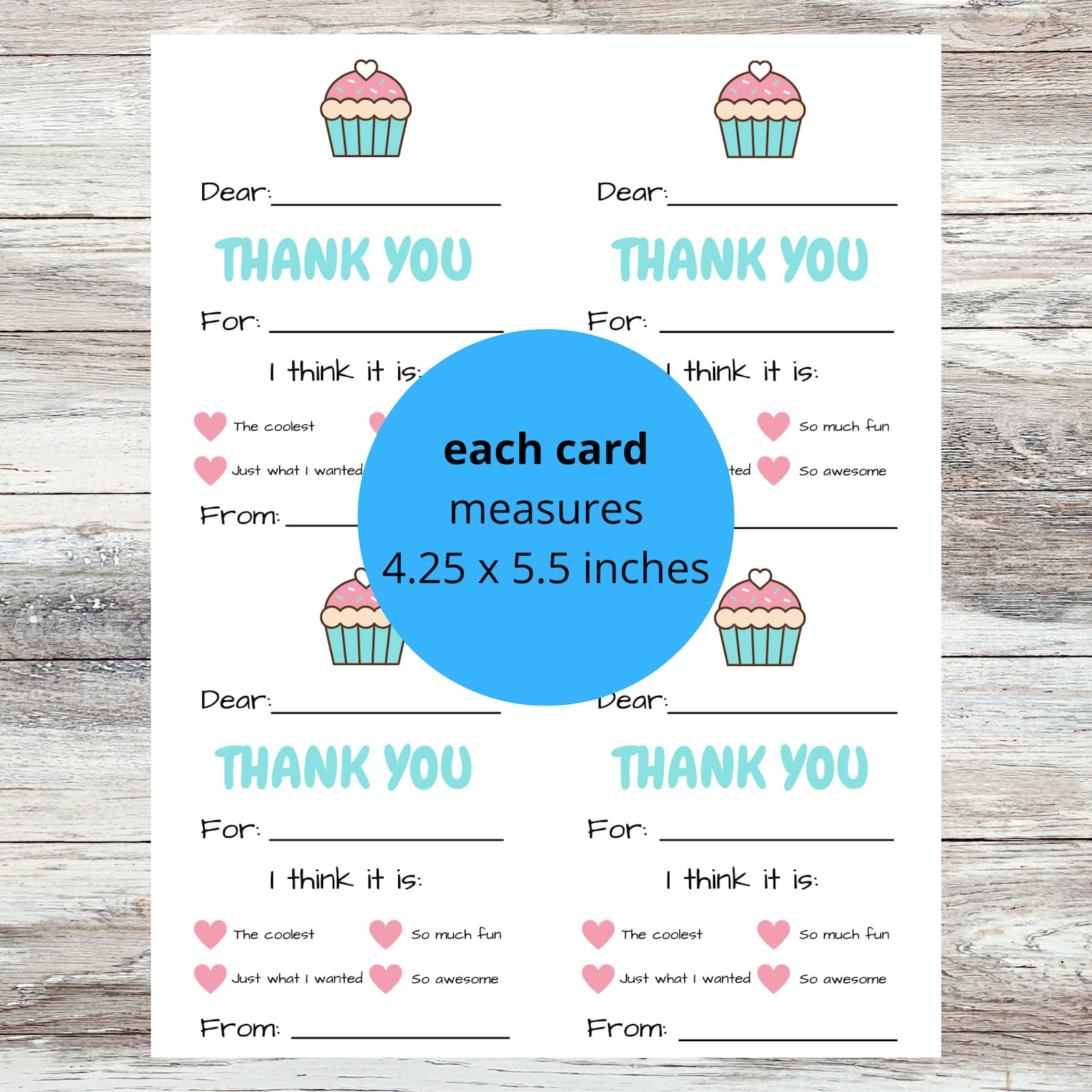 Printable Fill in the Blank Kids Thank You Cards, Thank You Kids ...