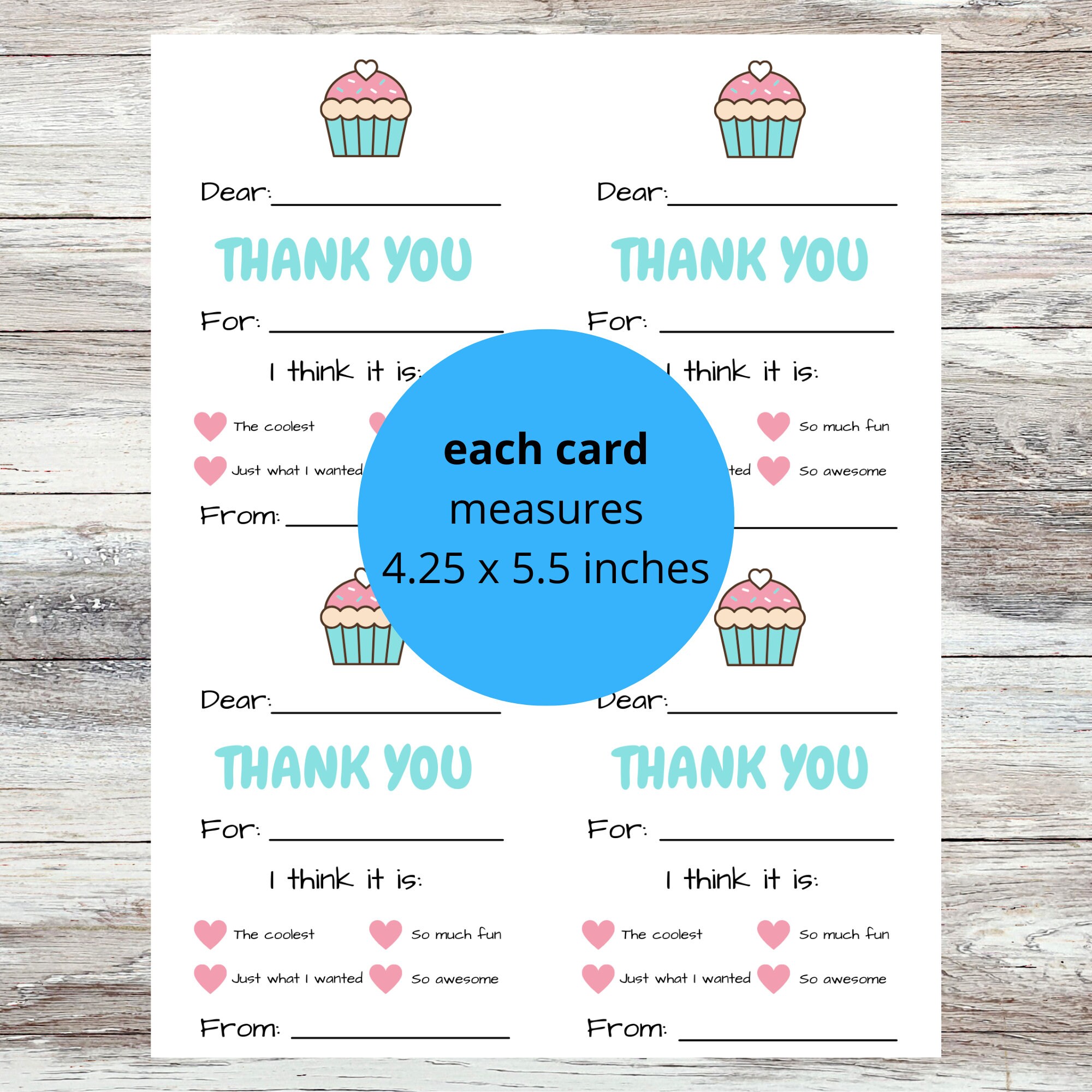 Printable Fill in the Blank Kids Thank You Cards, Thank You Kids ...