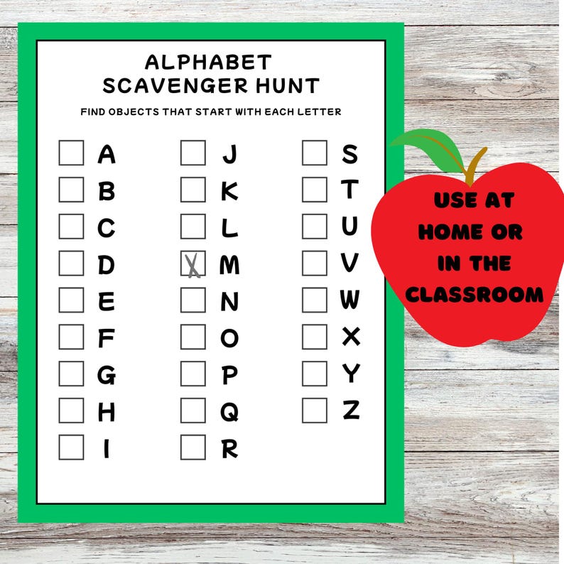Alphabet Scavenger Hunt - Printable PDF (5 Colors) | Digital Download ...
