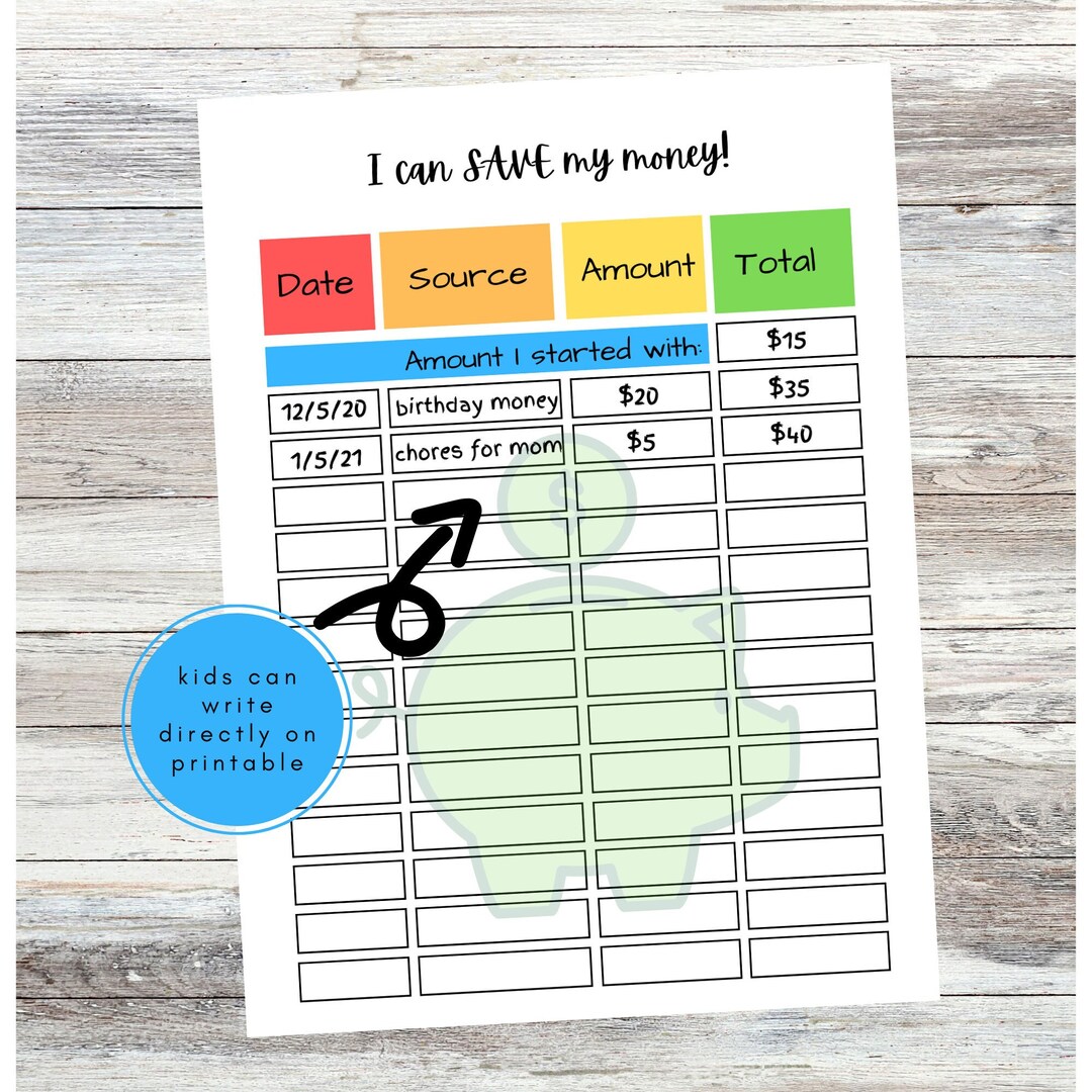 Kids Savings Tracker, Savings Tracker Kids, Kids Organize Money ...