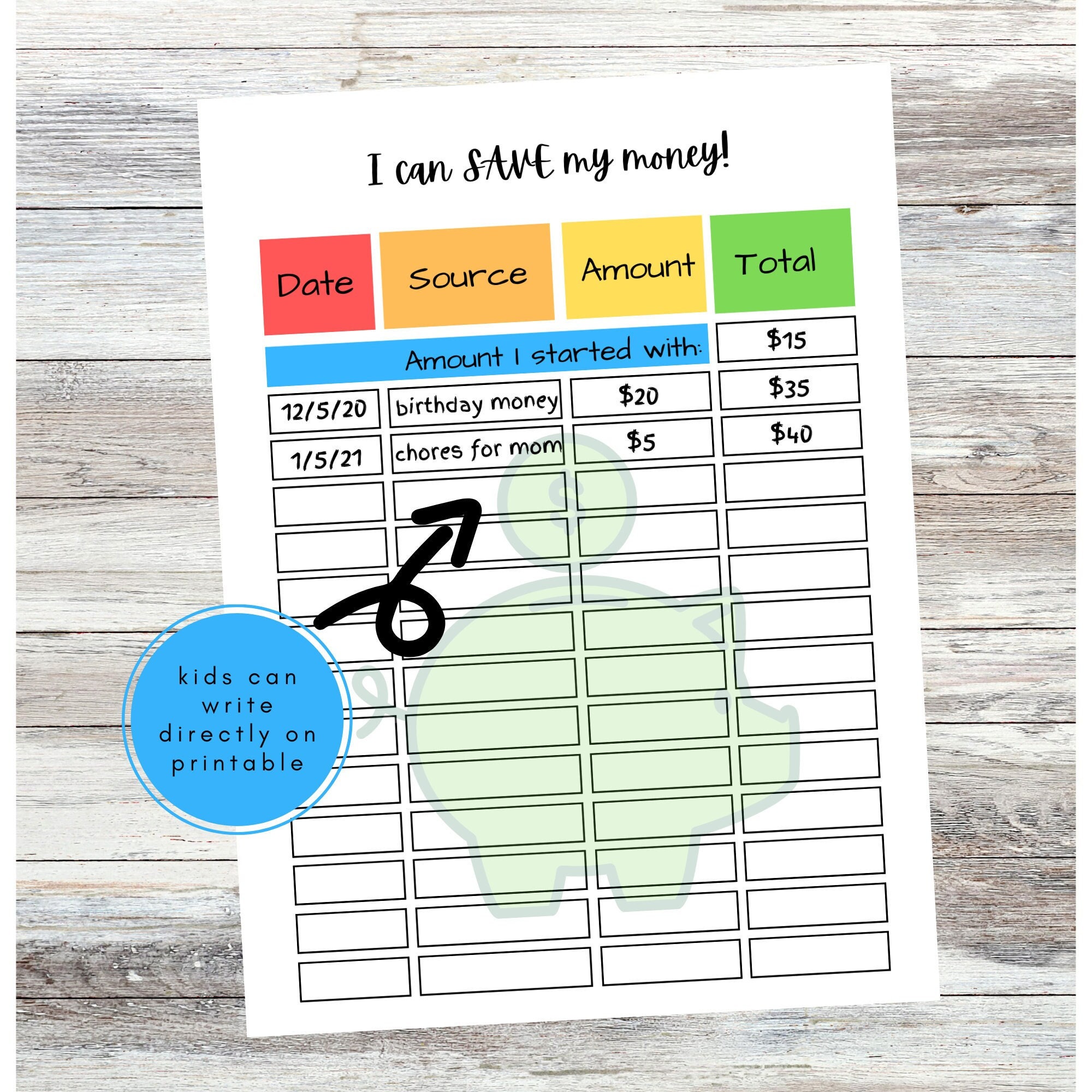 Kids Savings Tracker, Savings Tracker Kids, Kids Organize Money ...