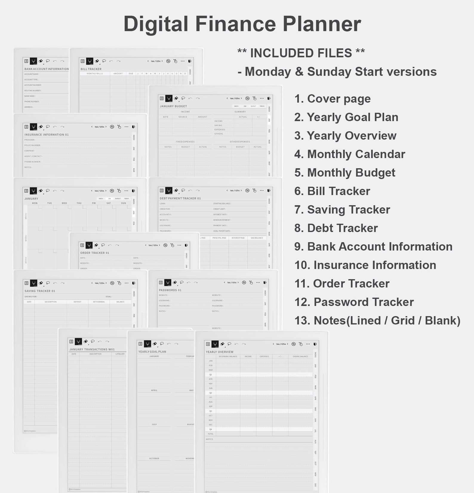 Supernote Templates Finance Digital Planner SN A5x Templates - Etsy