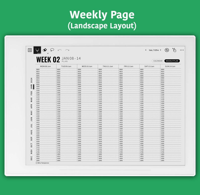 15 Minute Weekly Planner for Supernote A5X, Digital Planner, 2024 Dated ...