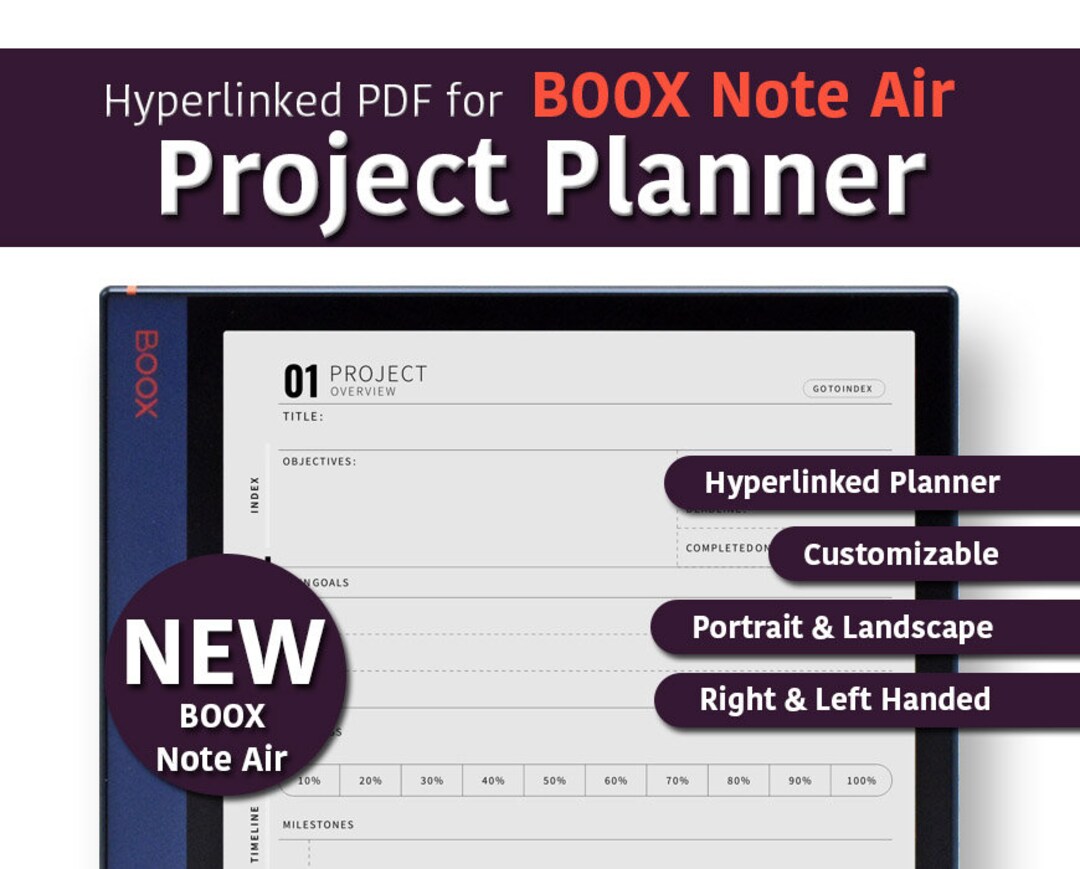 Project Digital Planner, Boox Note Air Templates, Instant Downloads57 ...