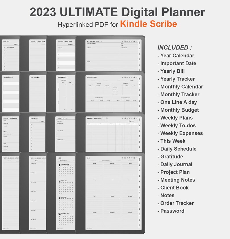Kindle Scribe Templates 2023 Digital Planner All in one Etsy