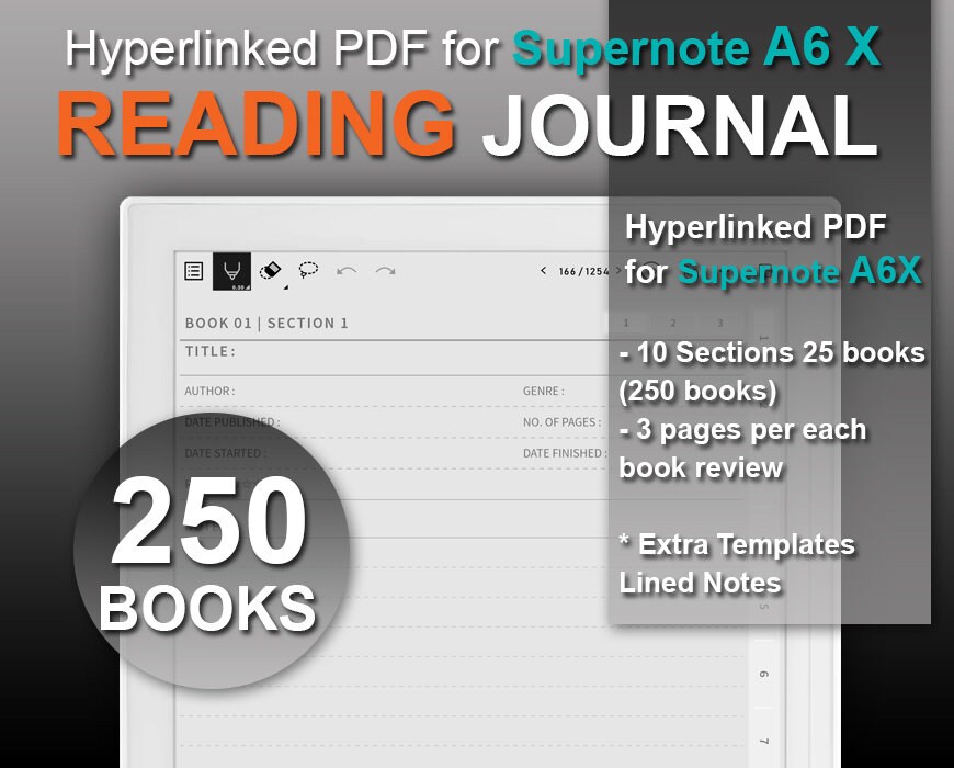 Supernote A6X, Digital Reading Journal Templates, Book Review, Instant ...