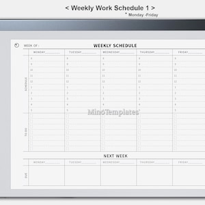 Work Schedule Mon-Fri Weekly Planner reMarkable 2 Templates | Etsy