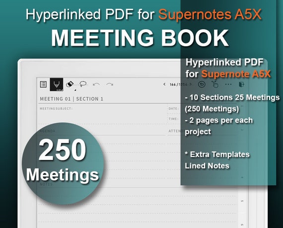 Meeting Notes Digital Planner Supernote A5X Templates | Etsy