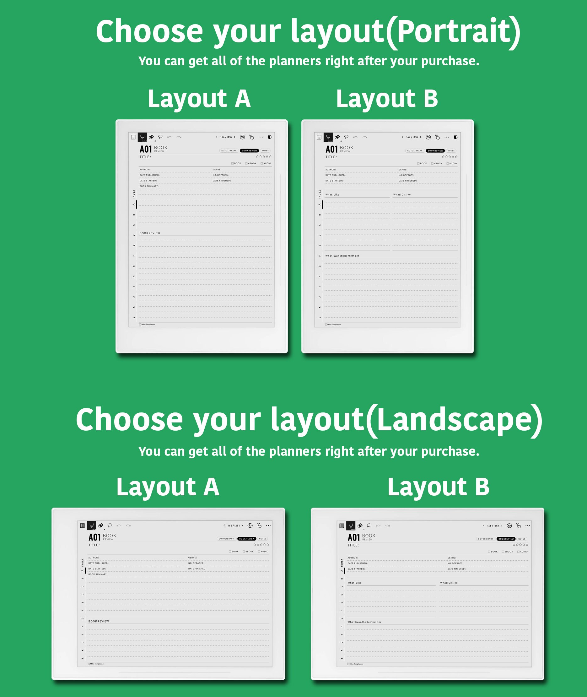 Supernote A5X, Digital Reading Journal Templates, Book Review, Instant ...