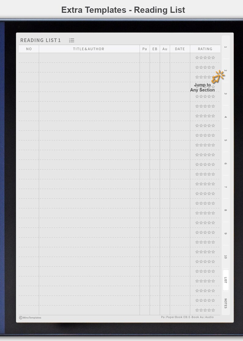 Boox Note Air Templates Reading Digital Planner Instant Etsy