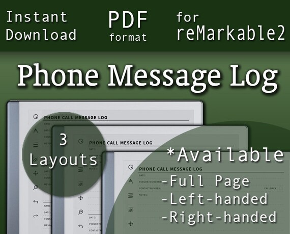 Phone Call Message Log Remarkable 2 Templates Instant - Etsy UK