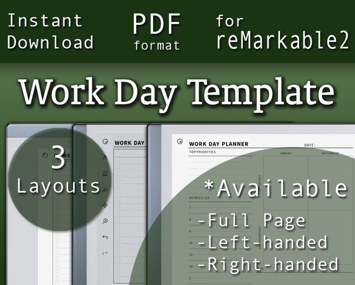 Work Daily Planner Template Remarkable 2 Templates Instant Etsy