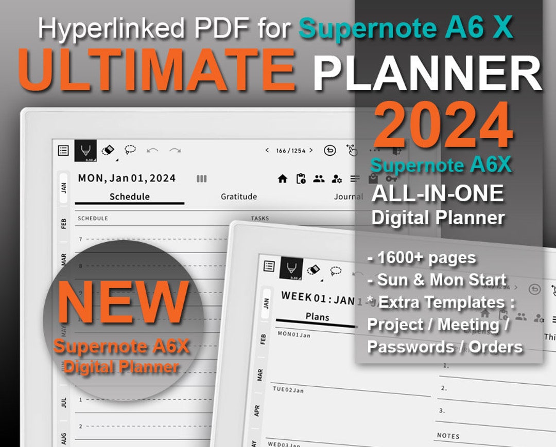 Supernote A6X Templates, 2024 Digital Planner, SN A6X Daily Templates ...