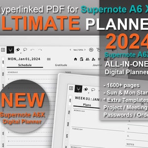 Supernote A6X Templates, 2024 Digital Planner, SN A6X Daily Templates ...